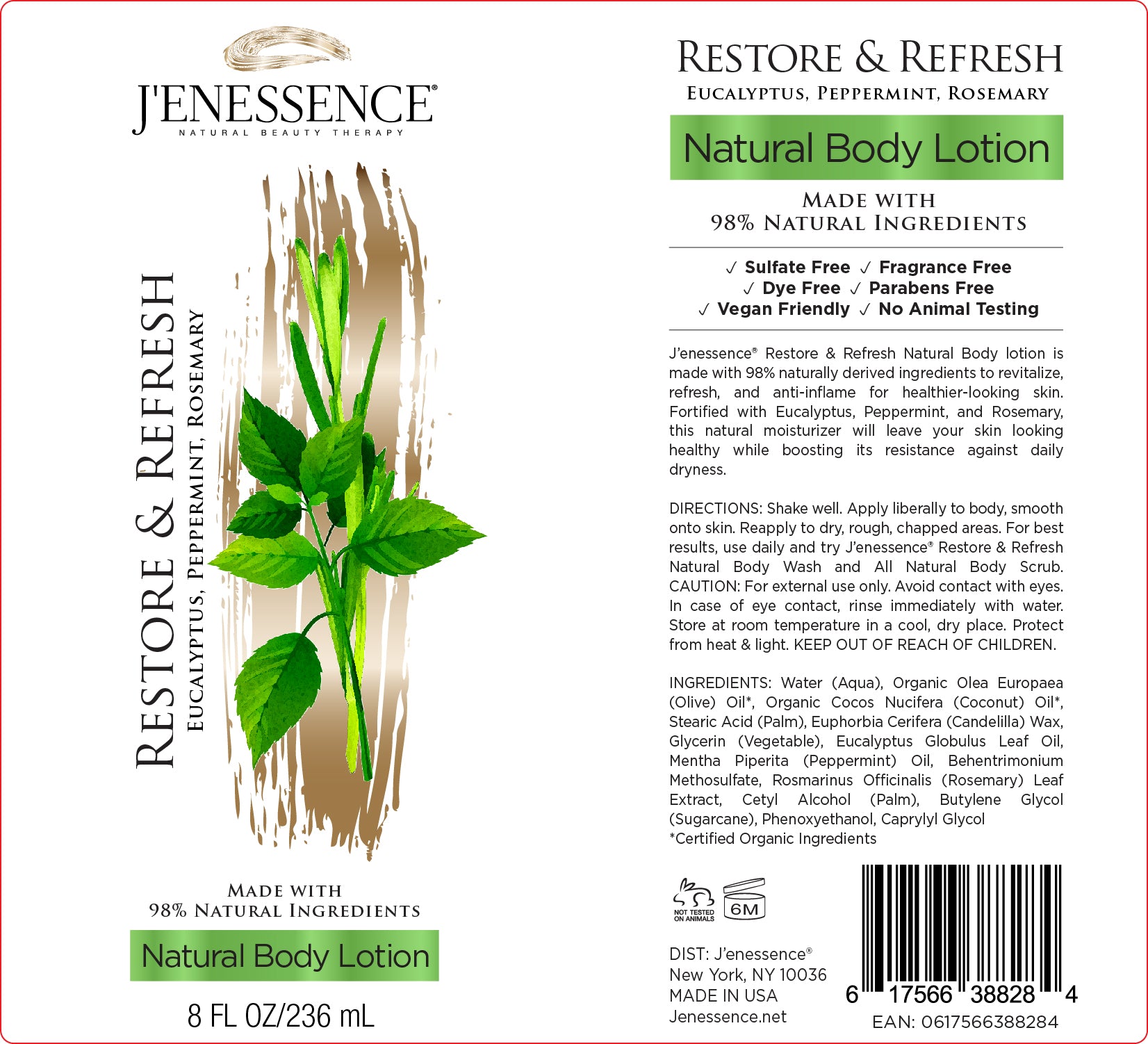 J'enessence Natural Eucalyptus Lotion & Wash Bundle - Restore & Refresh